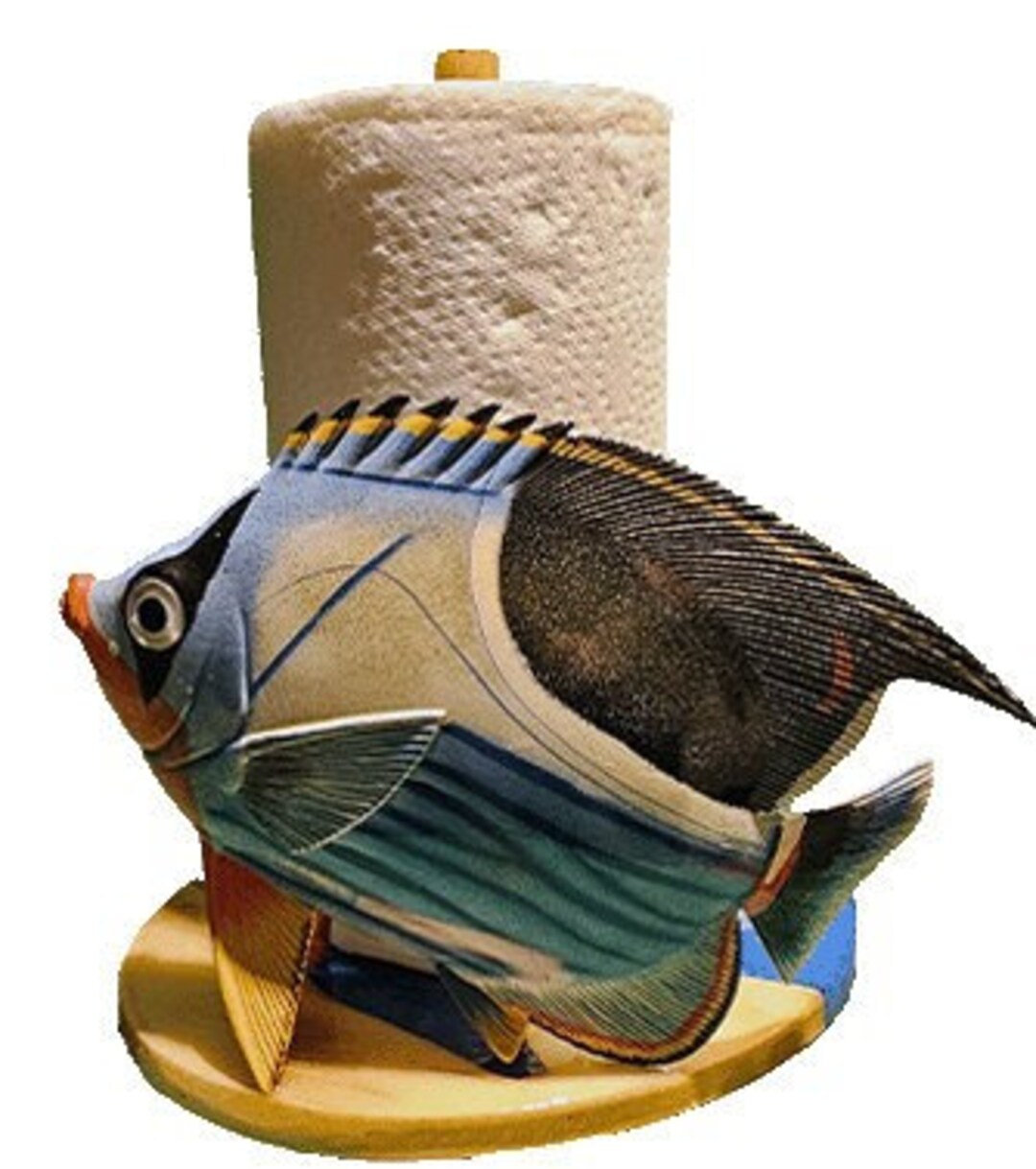 Fish Paper Towel Holder With Wood and Resin Base - Etsy