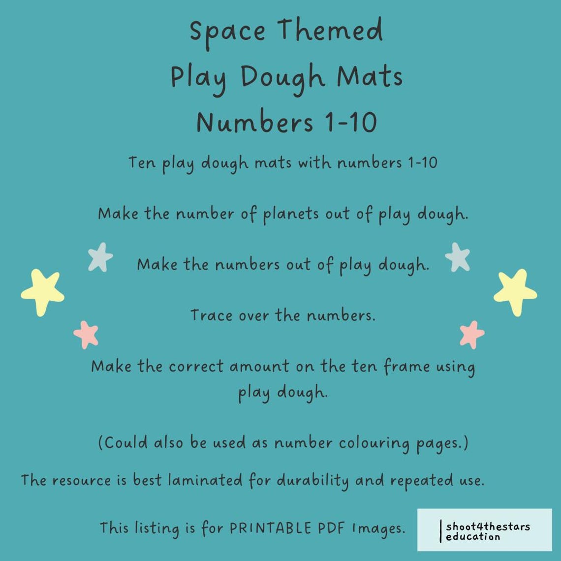 Space Theme Play Dough Mats/numbers 1-10/fine Motor/counting and ...