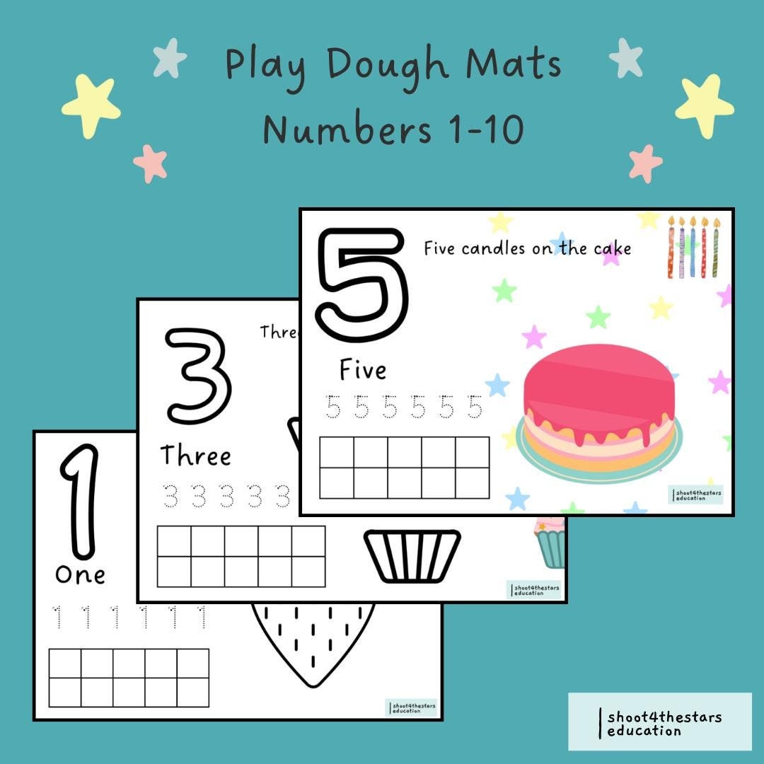 Ten Number Play Dough Mats/fine Motor Skills/summer Activity/numbers 1 ...