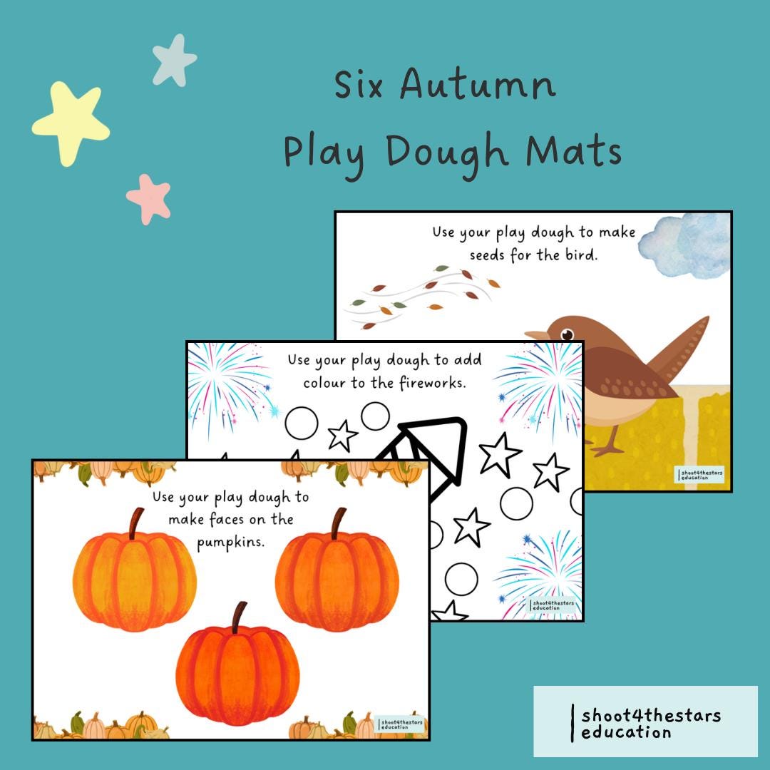 Six Autumn Play Dough Mats/fine Motor Skills/instant Download/printable ...