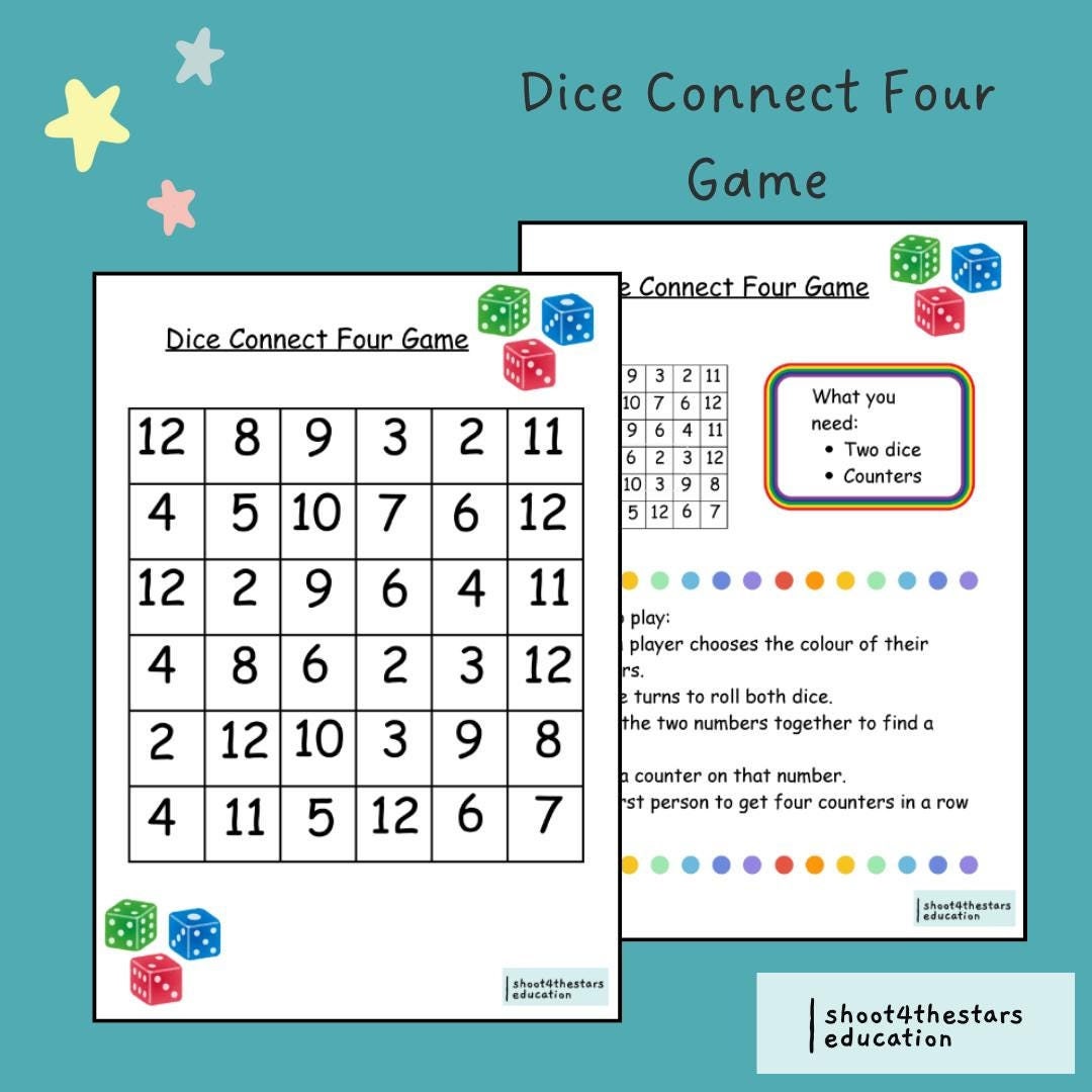 Dice Connect Four/maths Game/number Game/teaching Resource/home ...