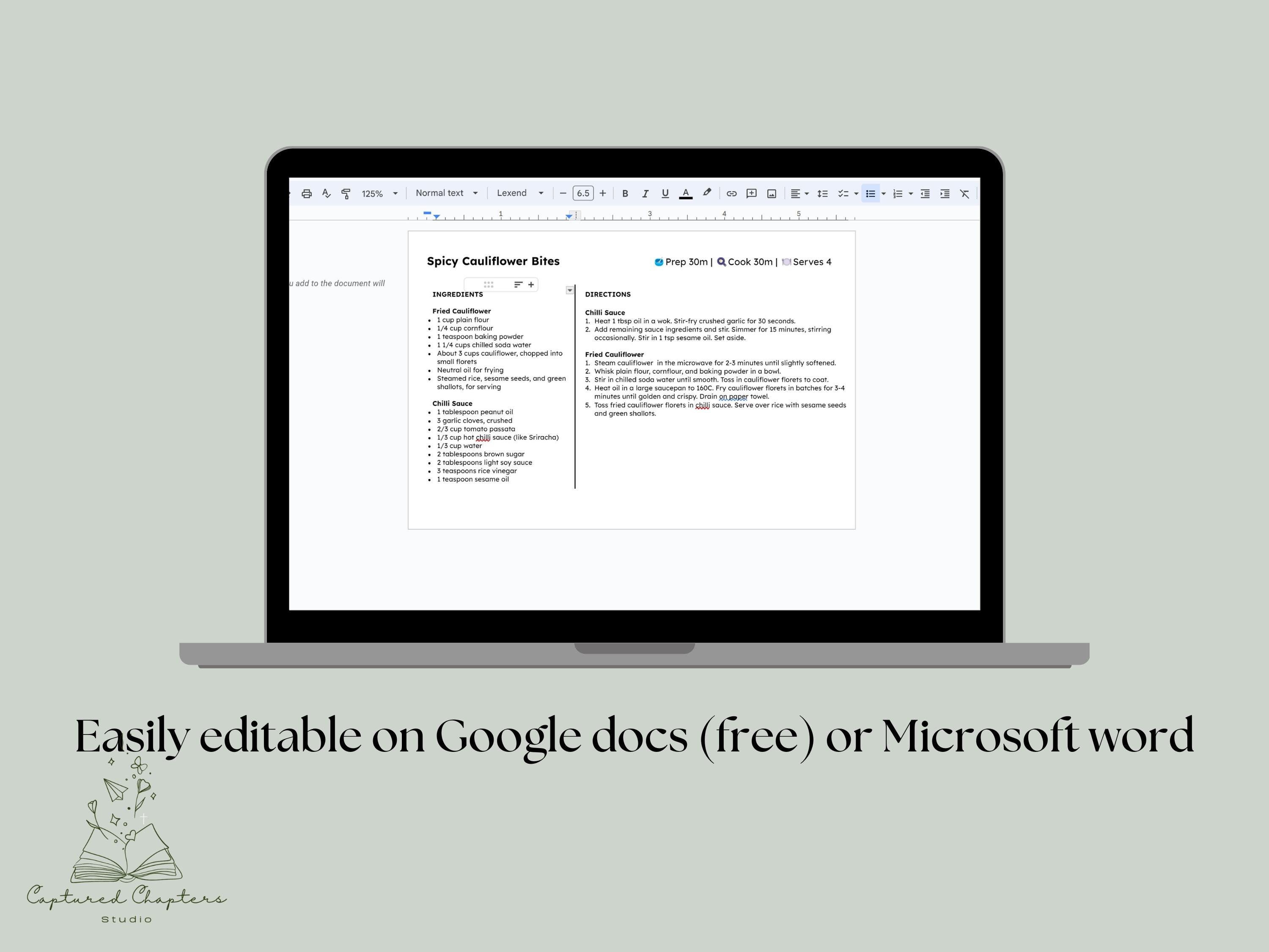 Printable Simple Recipe Cards Editable Google Docs Template Minimalist ...
