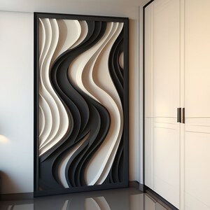 Abstract Wave Wall Hangings, Black and White Textured Wall Art Home ...