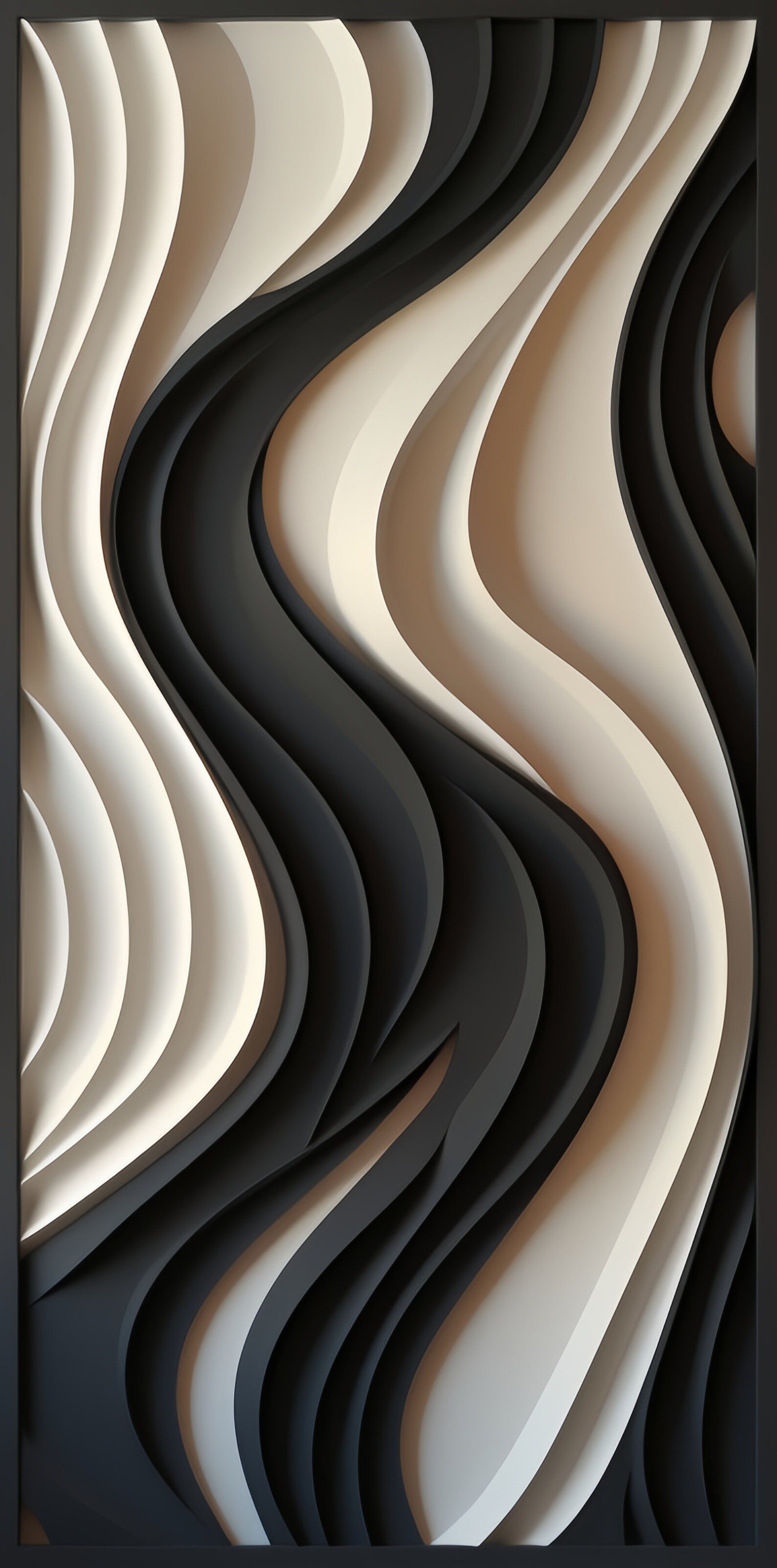 Abstract Wave Wall Hangings, Black and White Textured Wall Art Home ...