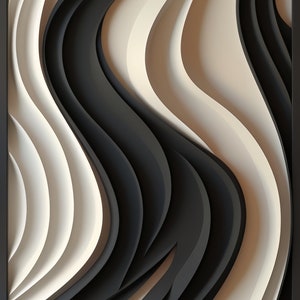 Abstract Wave Wall Hangings, Black and White Textured Wall Art Home ...