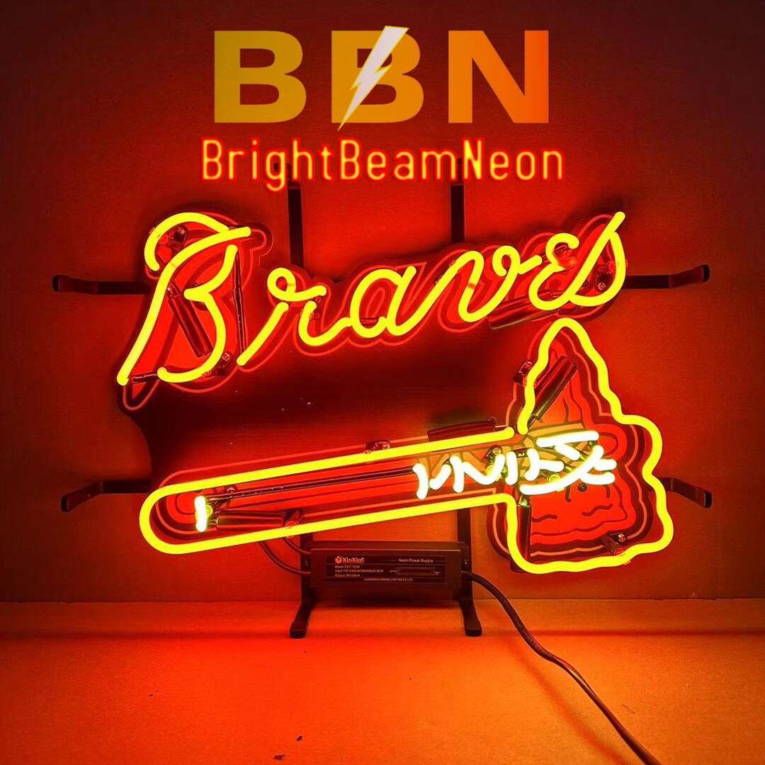 Atlanta Braves Neon Sign Celebrate Baseball With Vibrant Glass Art Man ...