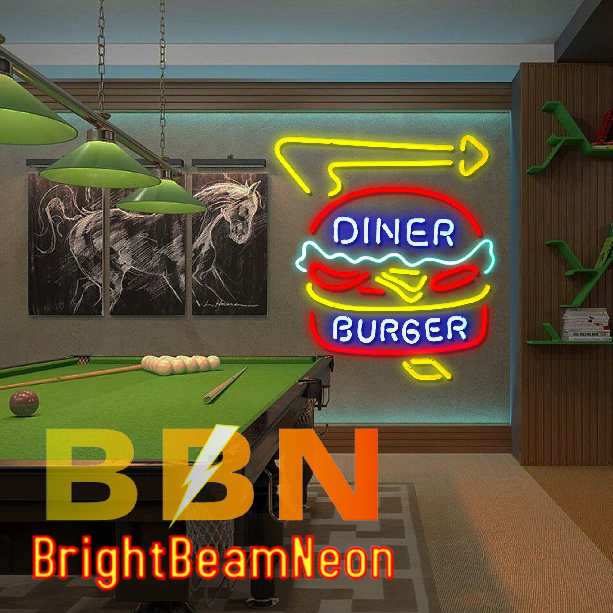 Diner Burger Neon Light Sign Vintage Glass Neon Sign for Restaurants ...