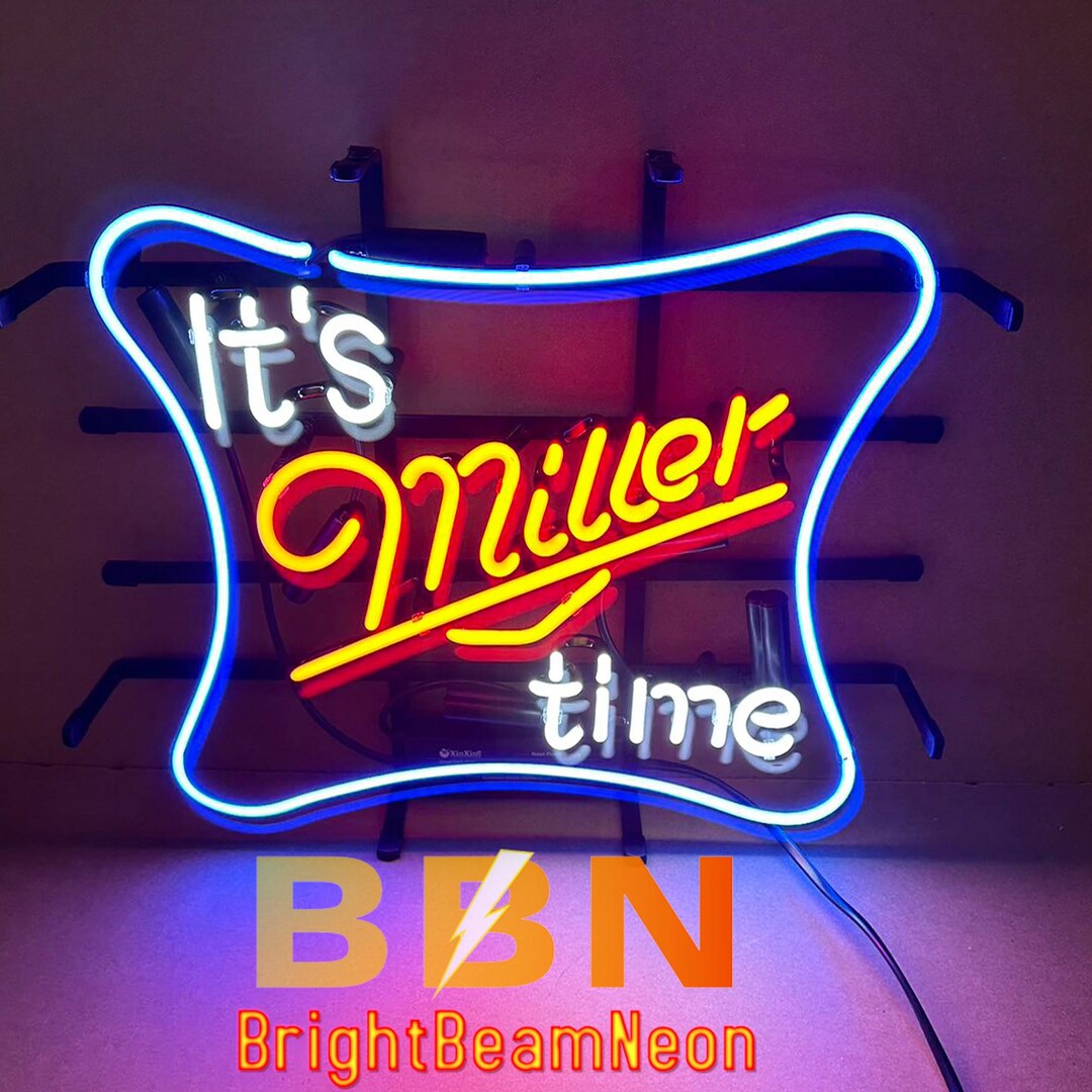 It's Miller Time Neon Sign Beer Bar Decor Wall Art Personalized Sign ...