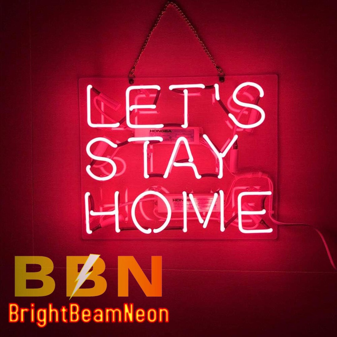 Let's Stay Home Neon Sign Home Decor Wall Art Kid Room Bedroom Neon ...