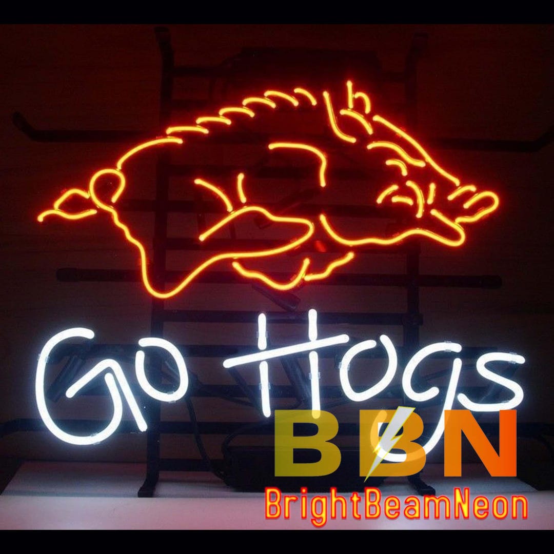Go Hogs Neon Sign Personalized Cartoon Handmade Neon Sign Neon Room ...