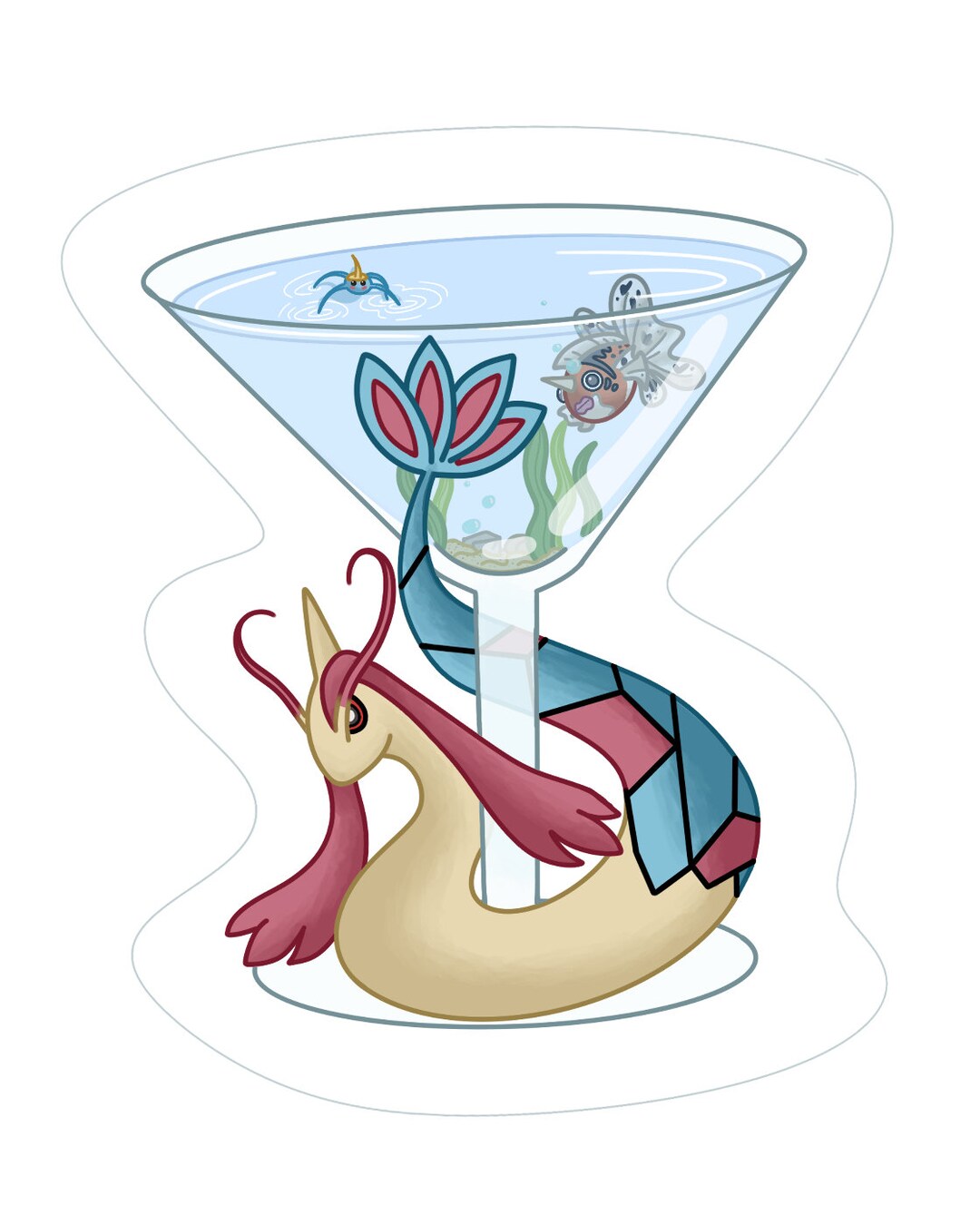 Pokemon Water Type Martini Vinyl Sticker - Etsy