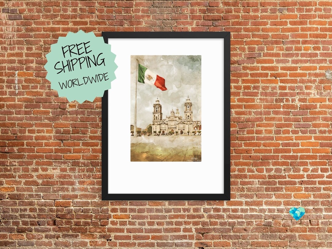 Wall Art, Mexico City Zócolo Watercolor Print, Framed or Print Only ...