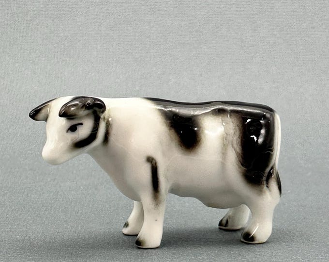 Vintage Cow Porcelain Figurines Miniature Bovine Miniature Printer's ...