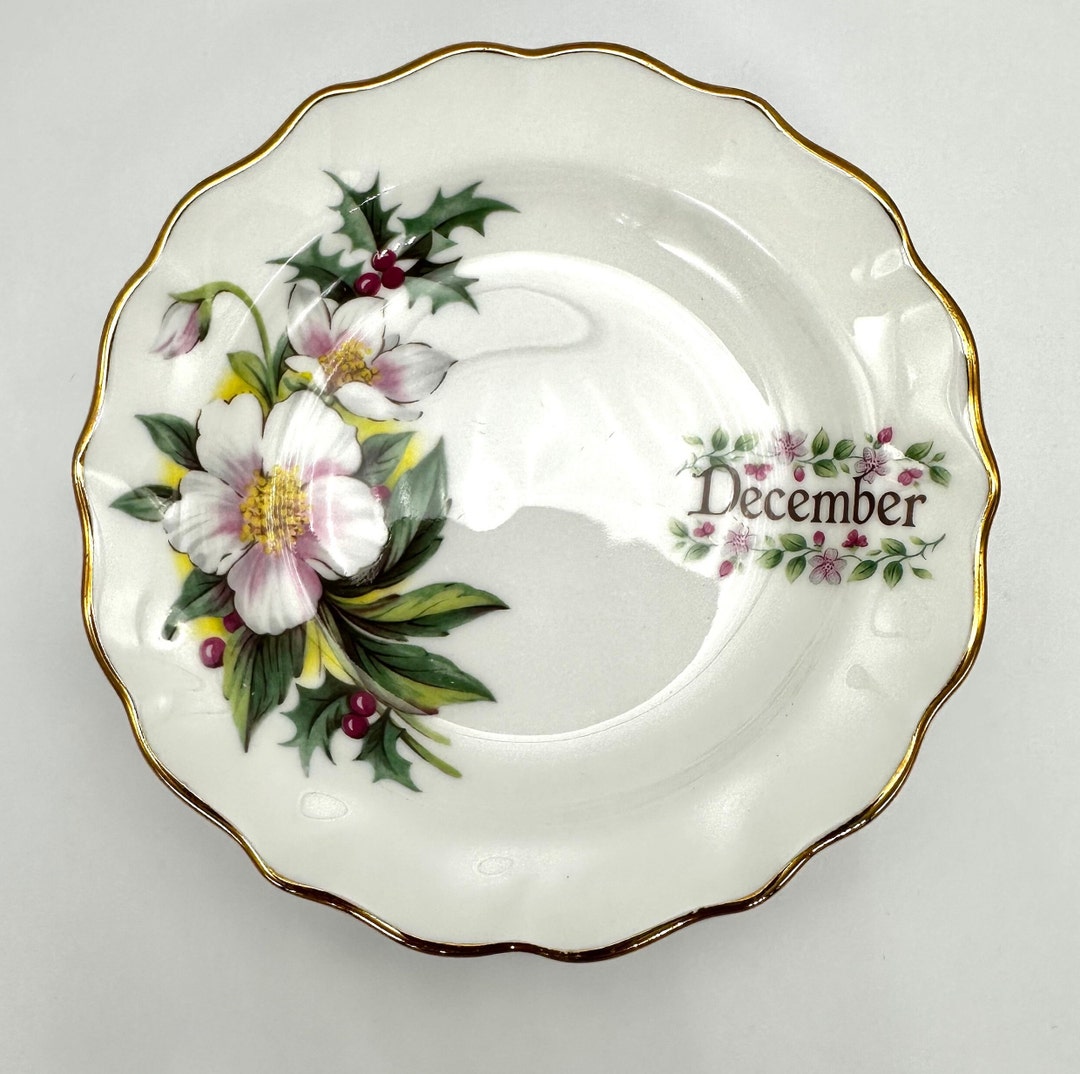 Duchess, Flower of the Month, December, Bone China Saucer Plate Ring ...