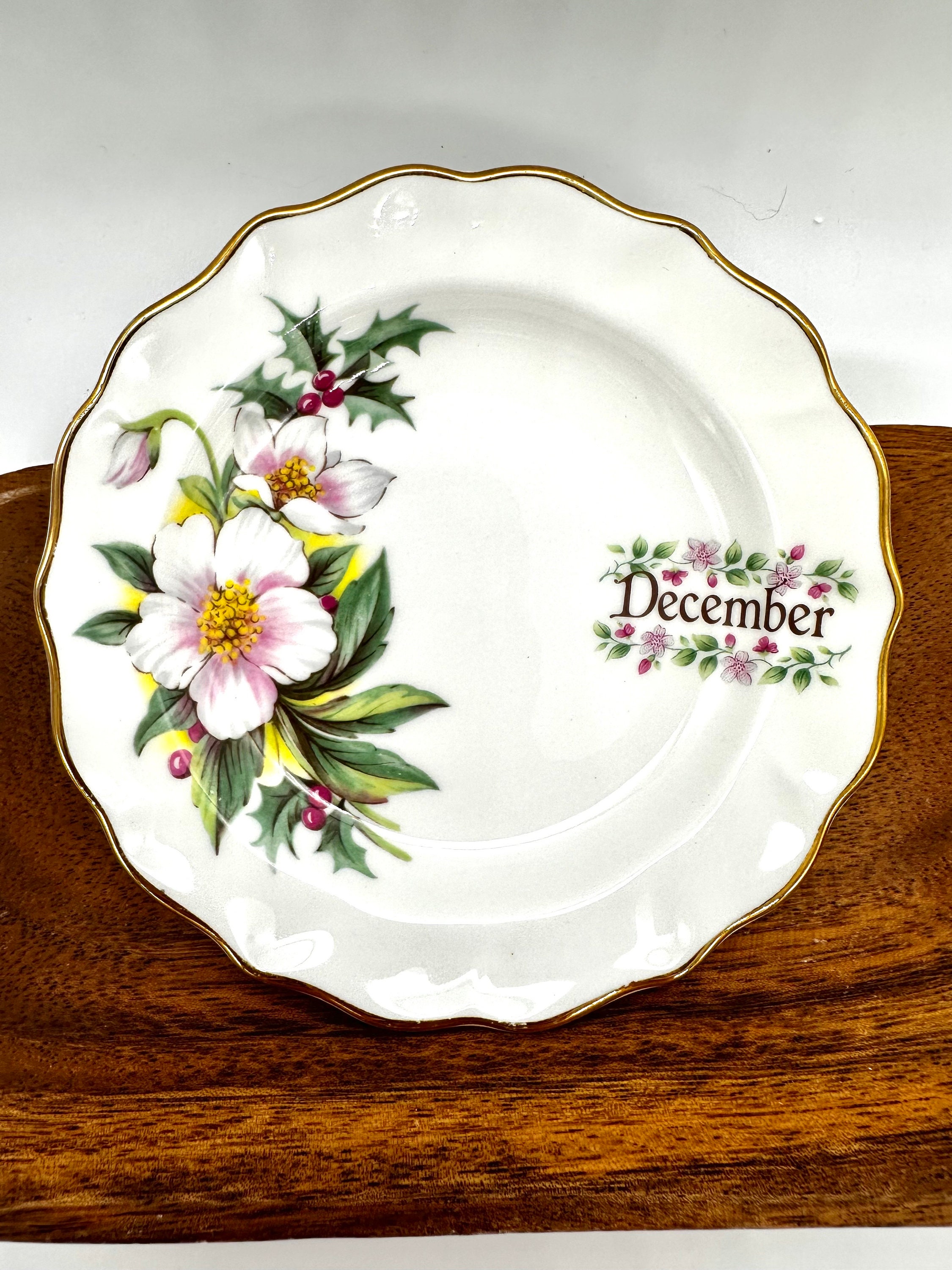 Duchess, Flower of the Month, December, Bone China Saucer Plate Ring ...