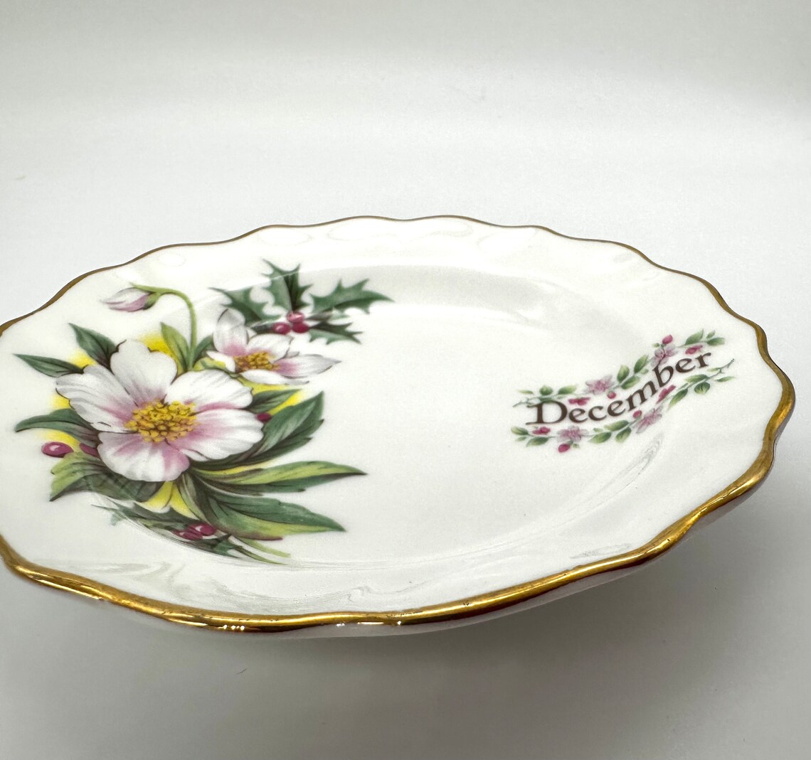 Duchess, Flower of the Month, December, Bone China Saucer Plate Ring ...