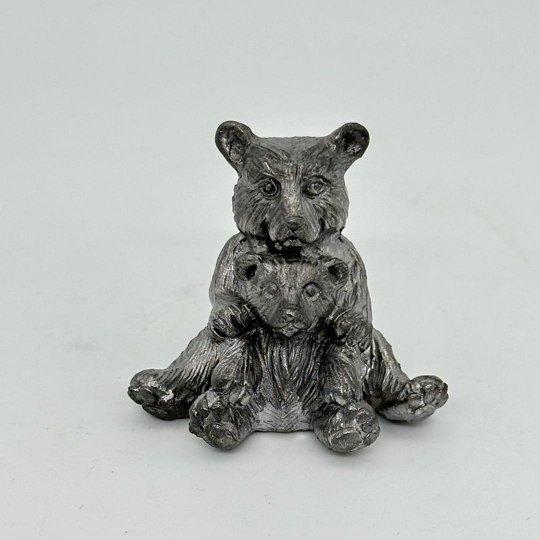Michael Ricker Pewter Bears Figurine Miniature Vintage #344 Mom and Cub ...
