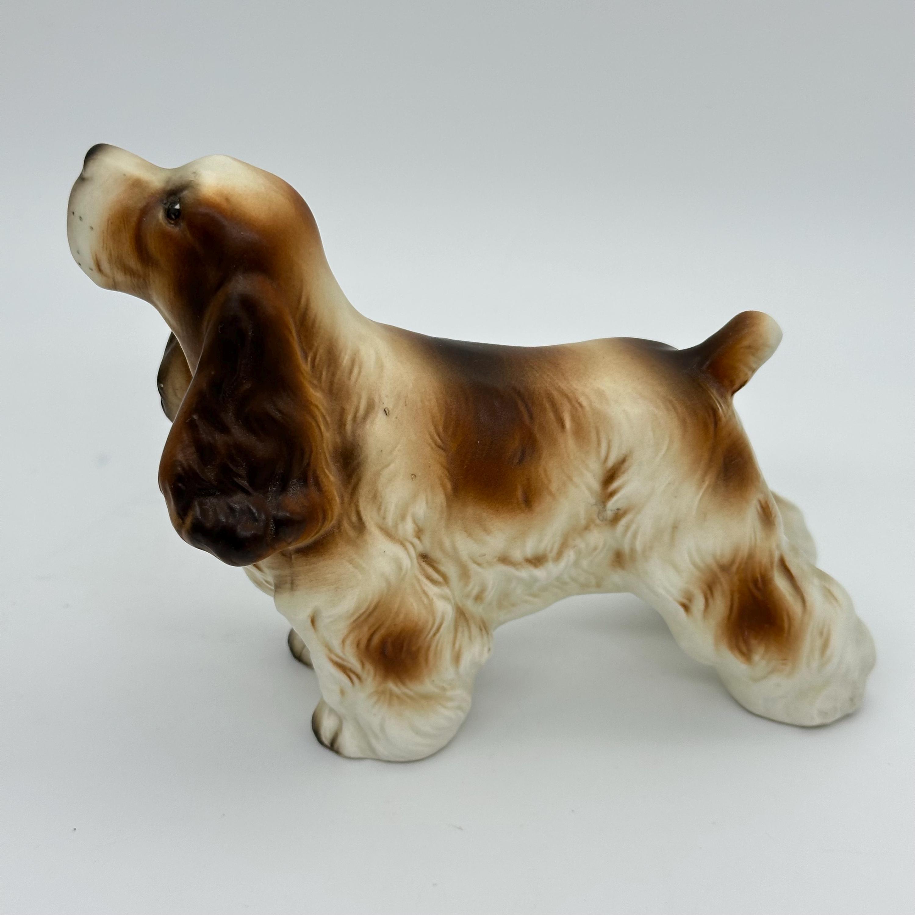 Vintage Dog Figurine, Brown and White Dog Figure, Ceramic Dog Sculpture ...