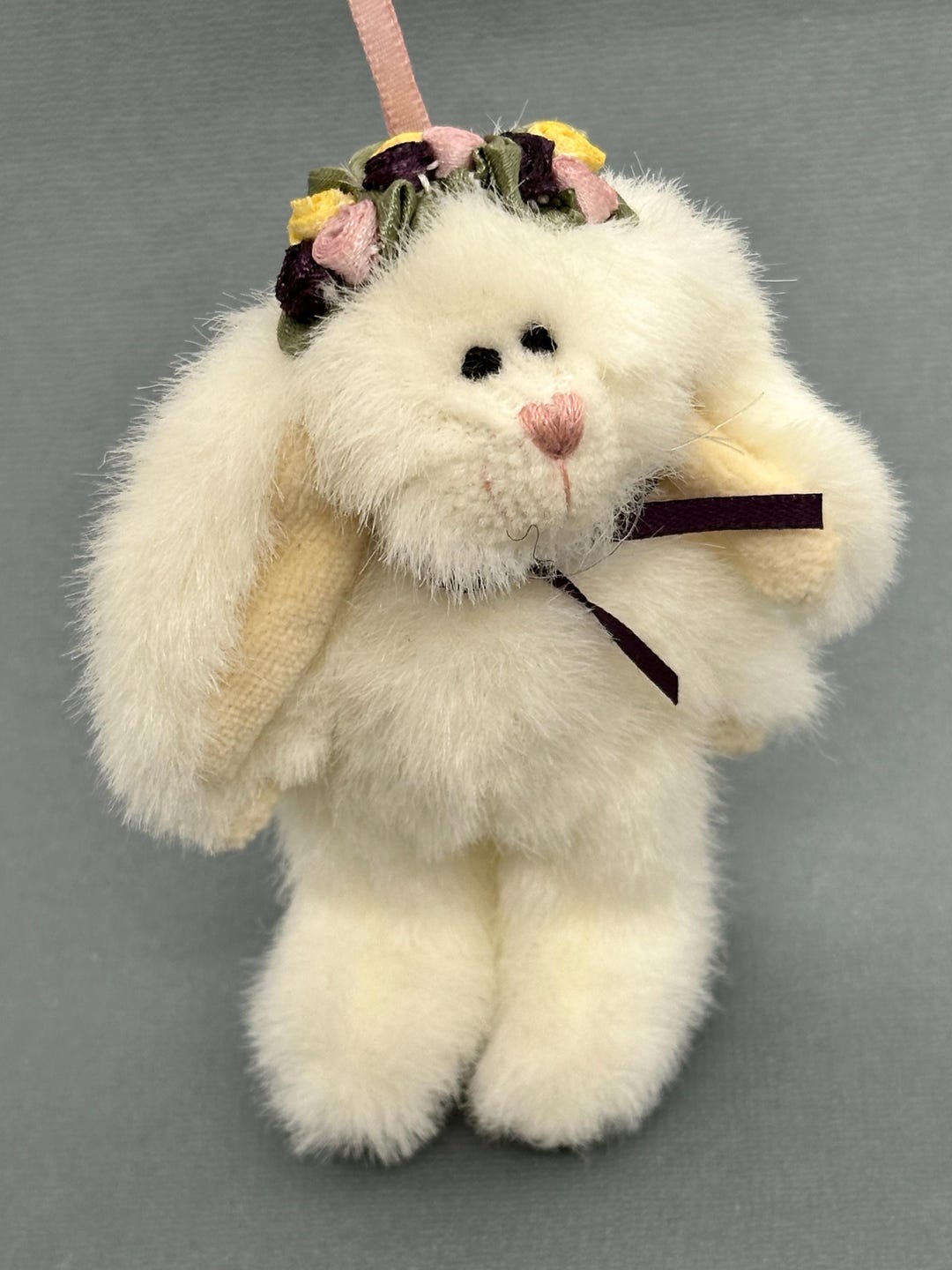 Boyds Bears Mini Plush Rabbit Ornament With Floral Headband - White ...