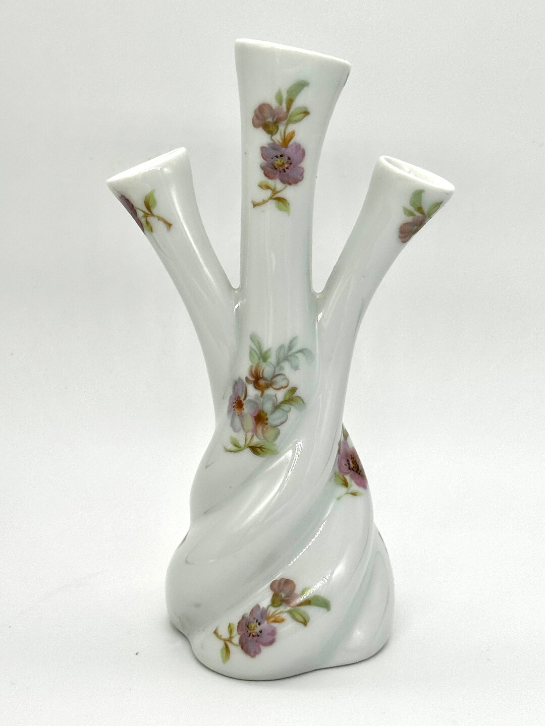 Vintage Triple Bud Vase Limoges France Pink Roses Bud Vase Tableware ...