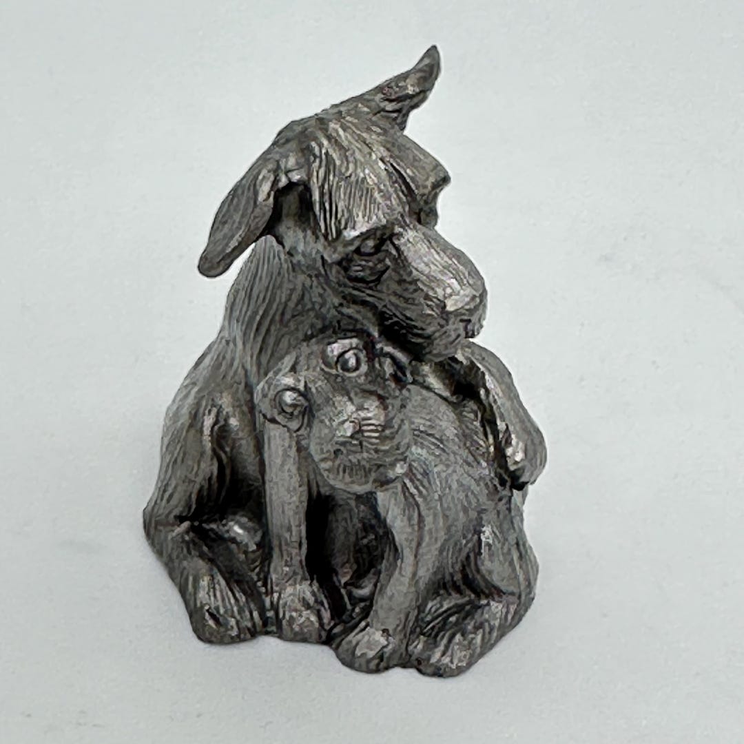 Michael Ricker Pewter Dogs Figurine Miniature Vintage #166 Mom and Pup ...