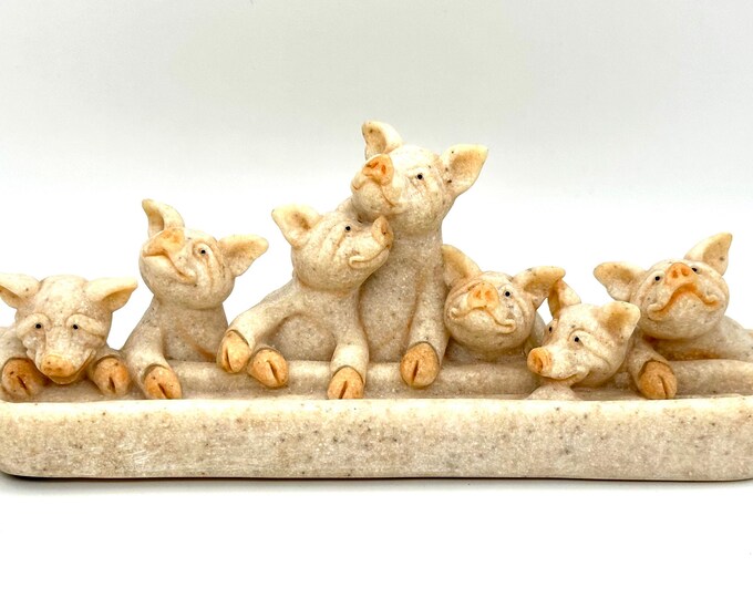 Quarry Critters Piggin Out Vintage Figurine From 2000 Features 7 Pigs ...