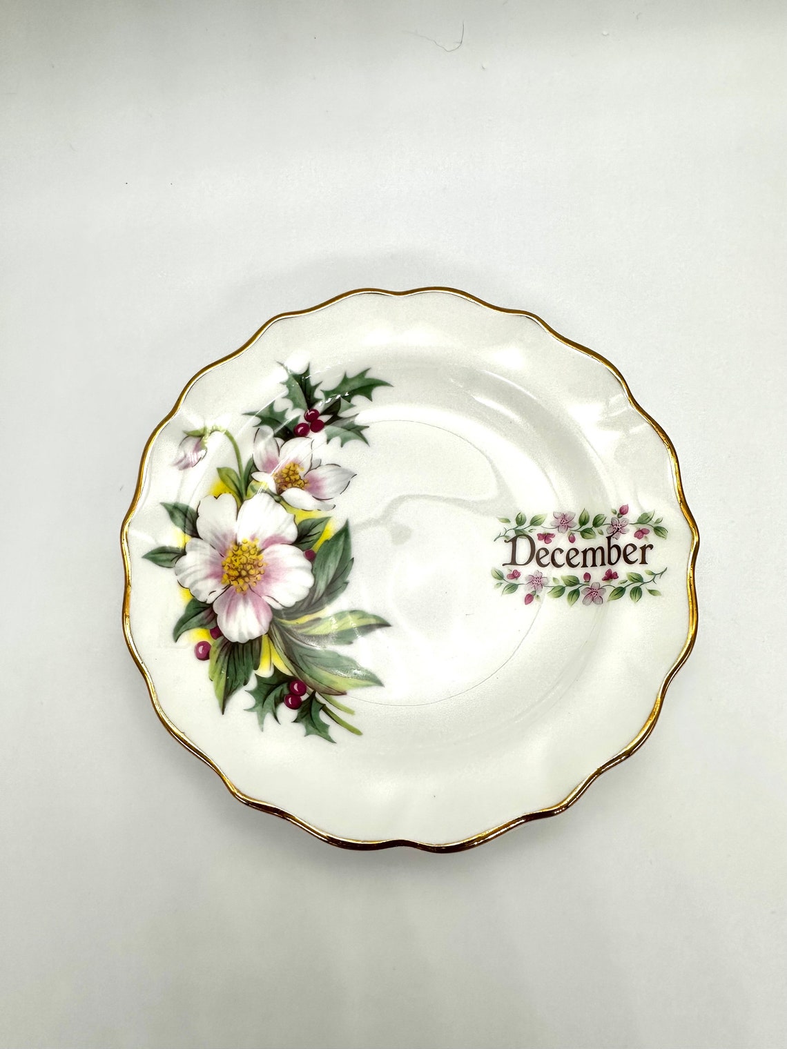 Duchess, Flower of the Month, December, Bone China Saucer Plate Ring ...