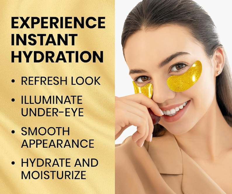Under Eye Gel Patches 24K Gold 40pc/ 20 Pairs Eye Masks for Puffy Eyes ...