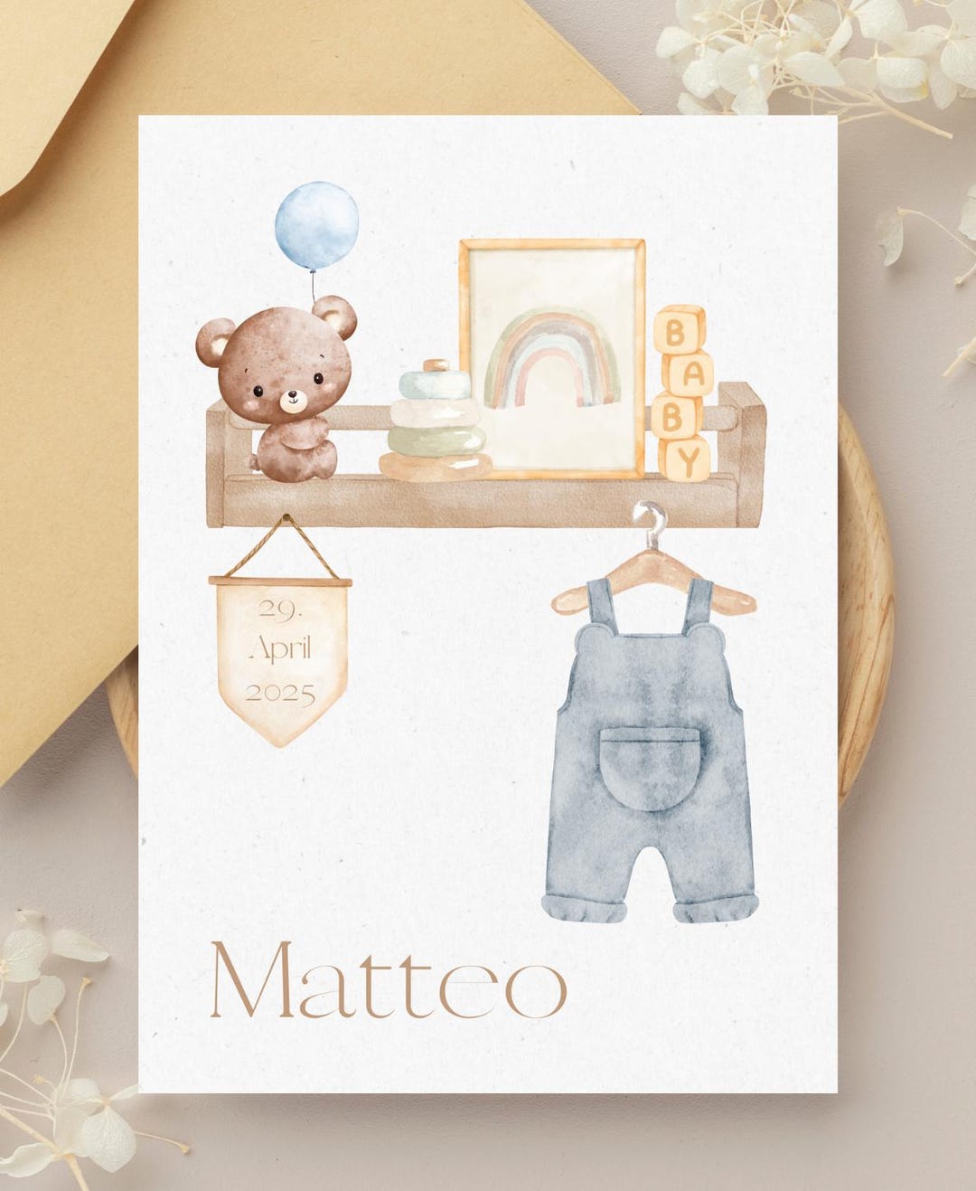 Personalized Birth Card With Name and Date of Birth – Congratulations ...