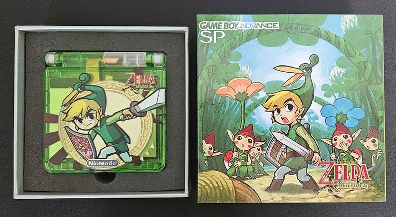 Legend of Zelda Minish Cap LINK Custom Gameboy Advance SP White IPS V5 ...