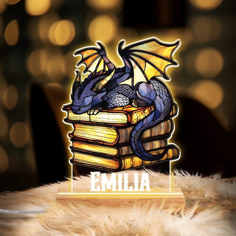 Dragon Library Night - Etsy