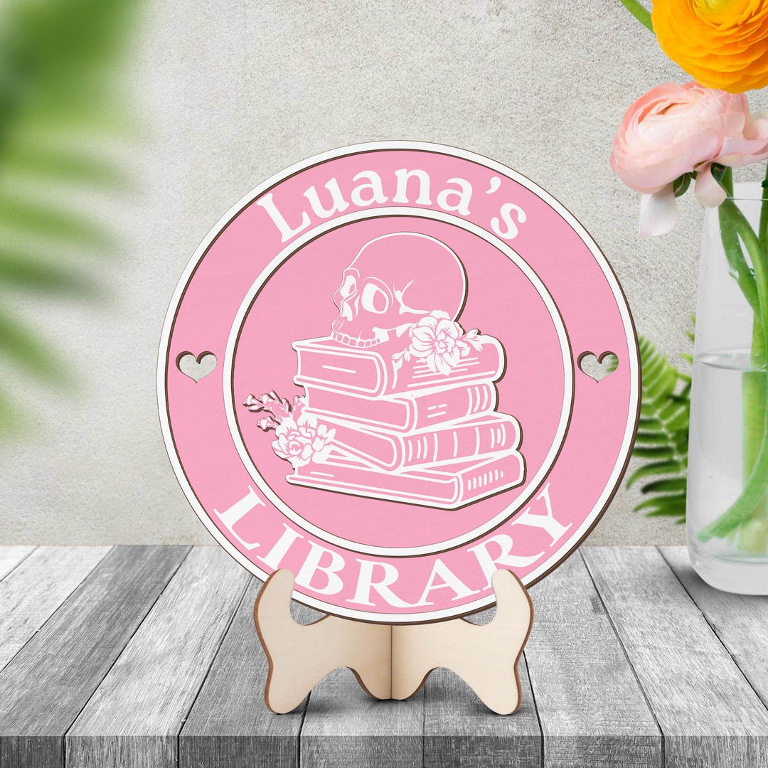 Personalized Bookshelf Wood Sign, Custom Layered Library Sign, Book ...