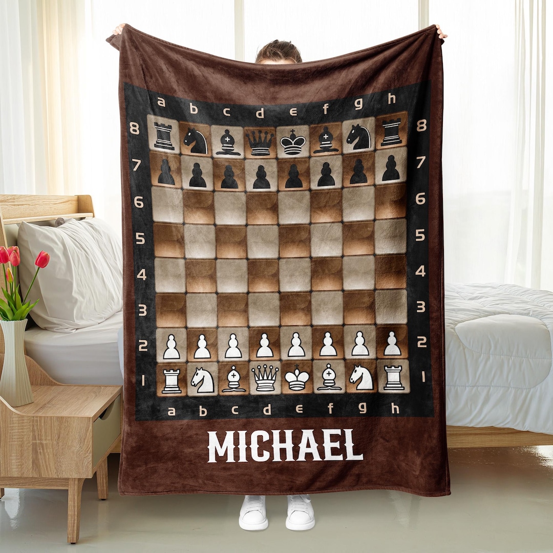 Personalized Chess Blanket - Chess Custom Name Throw Blanket - Custom ...