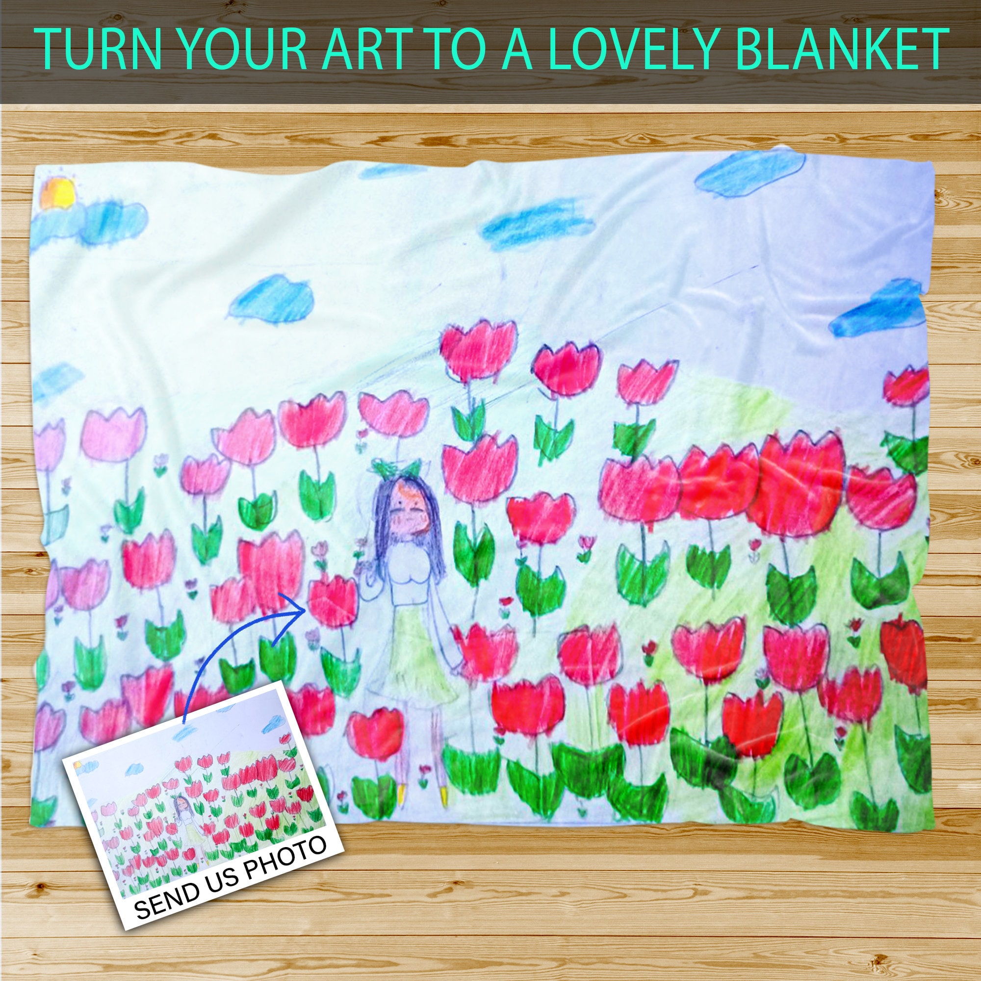 Personalized Actual Hand-drawn Blanket, Actual Hand Writing Gift ...