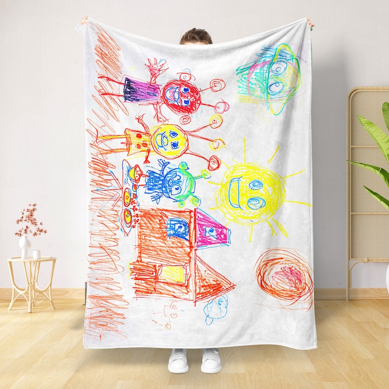Blanket With Kids Artwork - Etsy