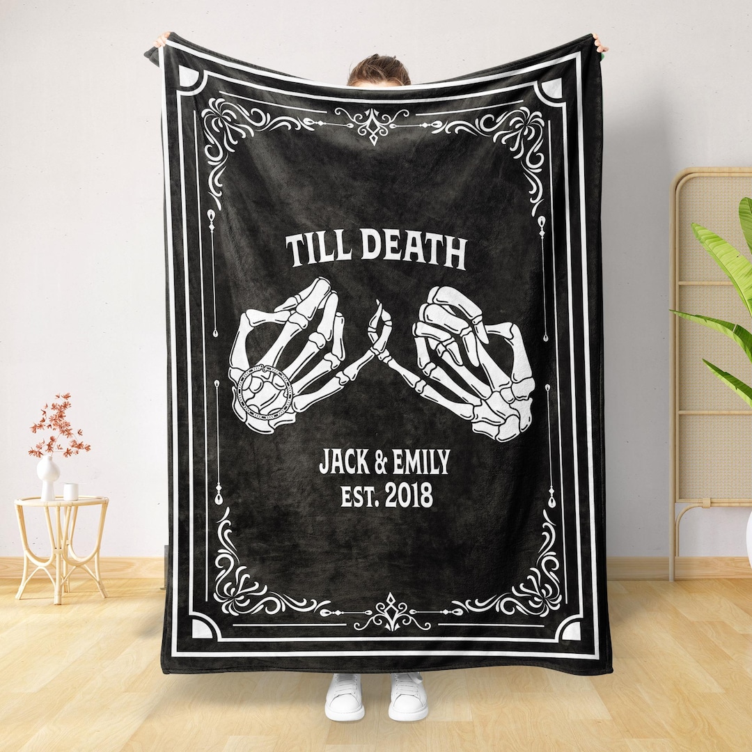 Personalized Skeleton Couple Blanket Halloween Couple Blanket Custom ...