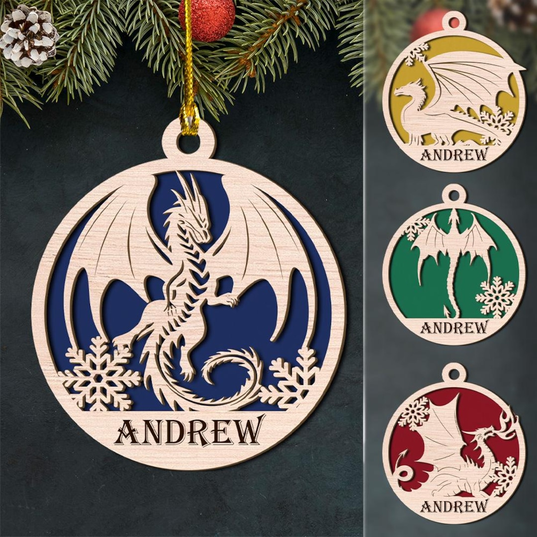 Personalized Dragon Layered Ornaments - Laser Cut Engraved Dragon ...