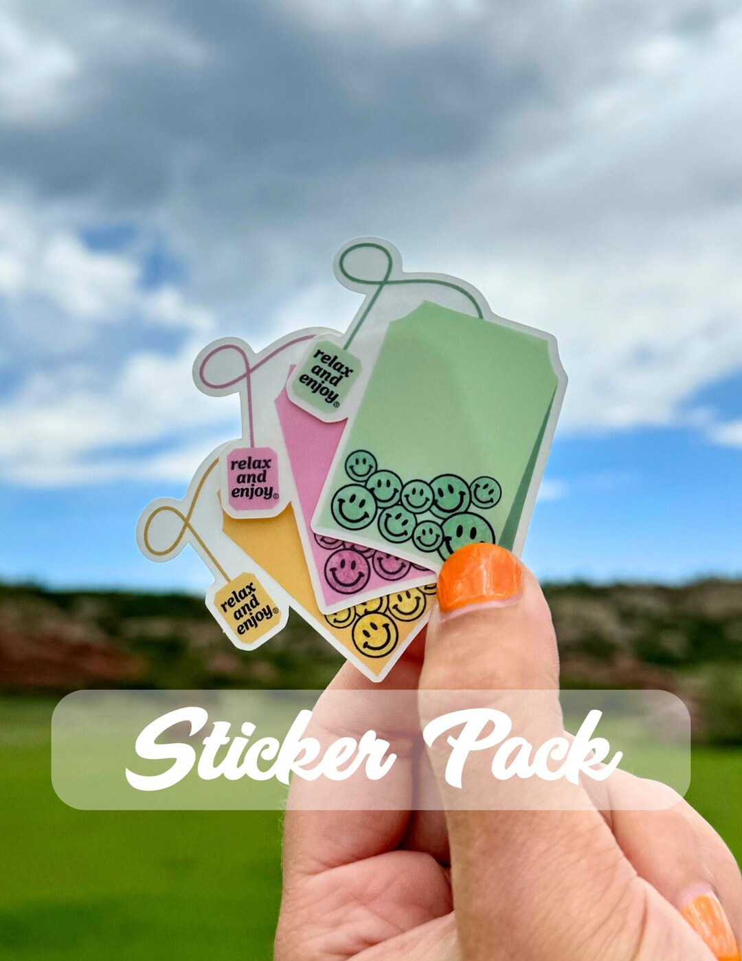 Small Smiley Teas Sticker Pack, Tea Lover Sticker, Sherbet Color ...