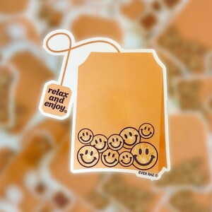 Smiley Tea Sticker, Tea Lover Sticker, Happy Stickers, Smiley Face ...