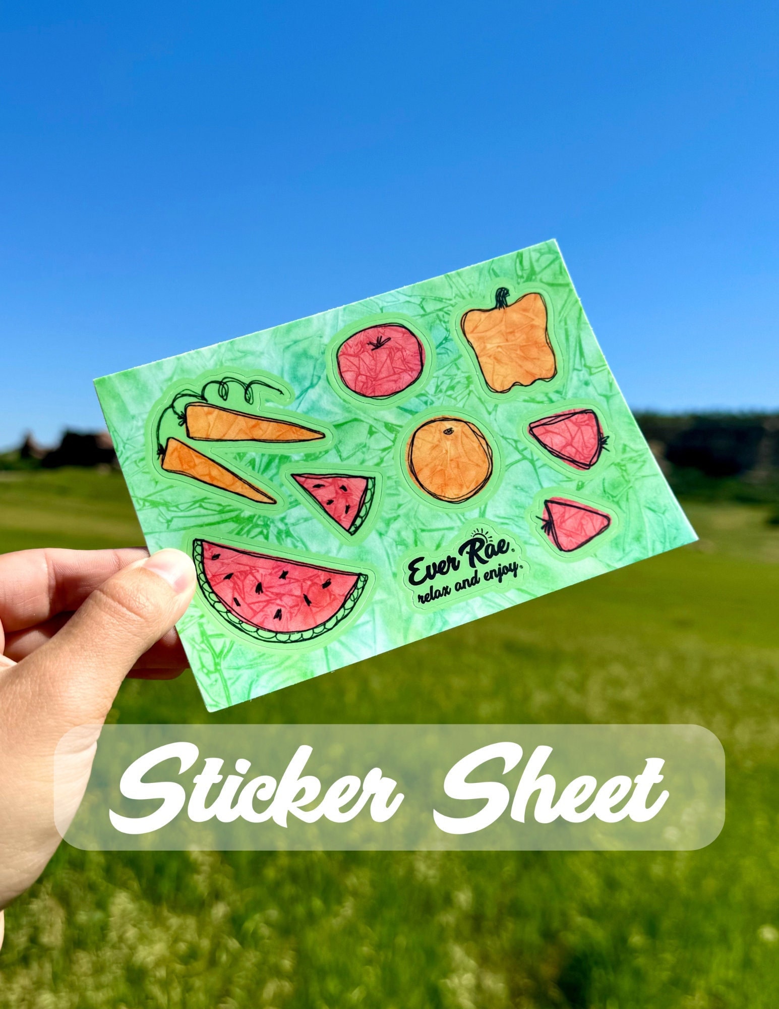 Fruits and Veggies Sticker Sheet, Artistic Food Stickers, Fresh Produce ...