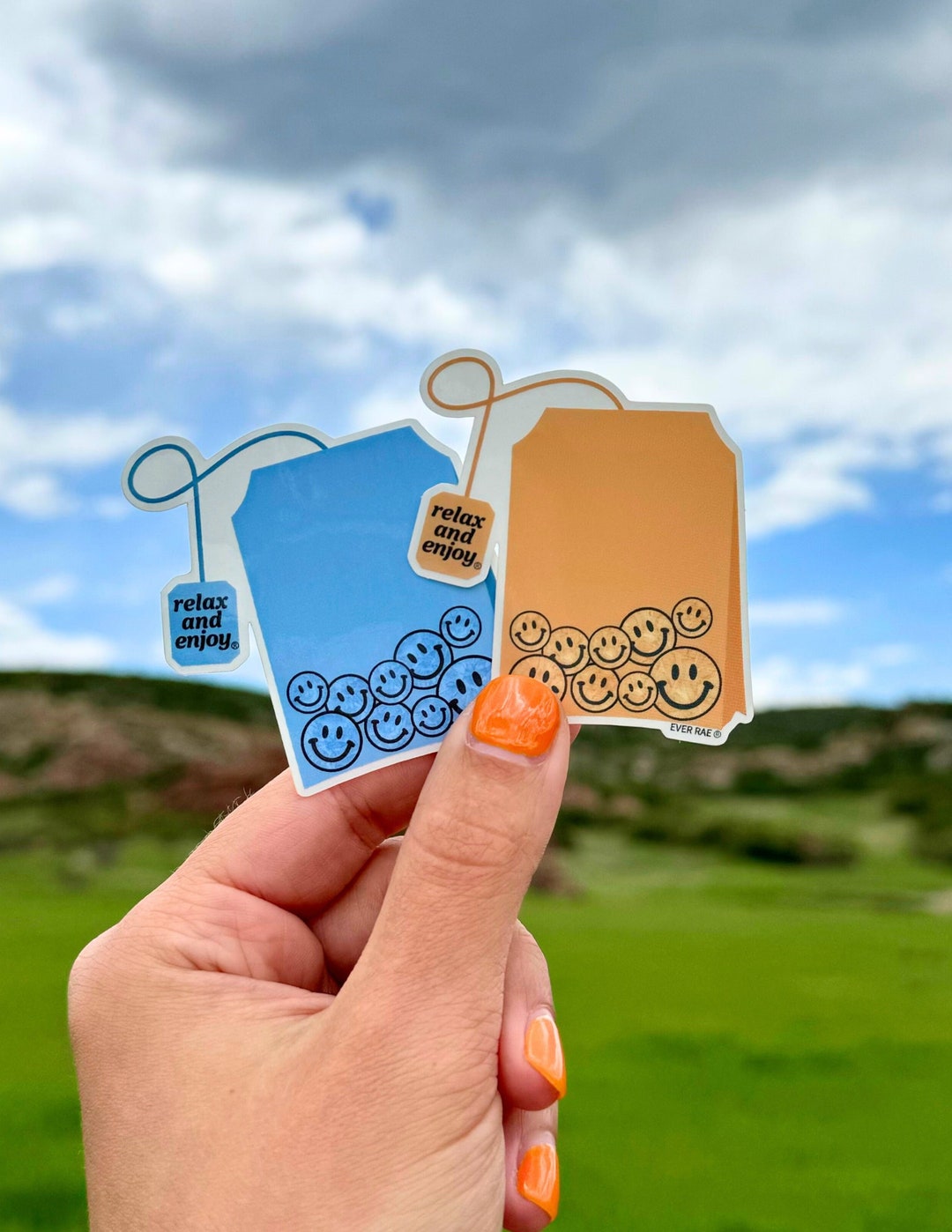 Smiley Teas Sticker, Tea Lover Sticker, Sherbet Color Stickers, Smiley ...