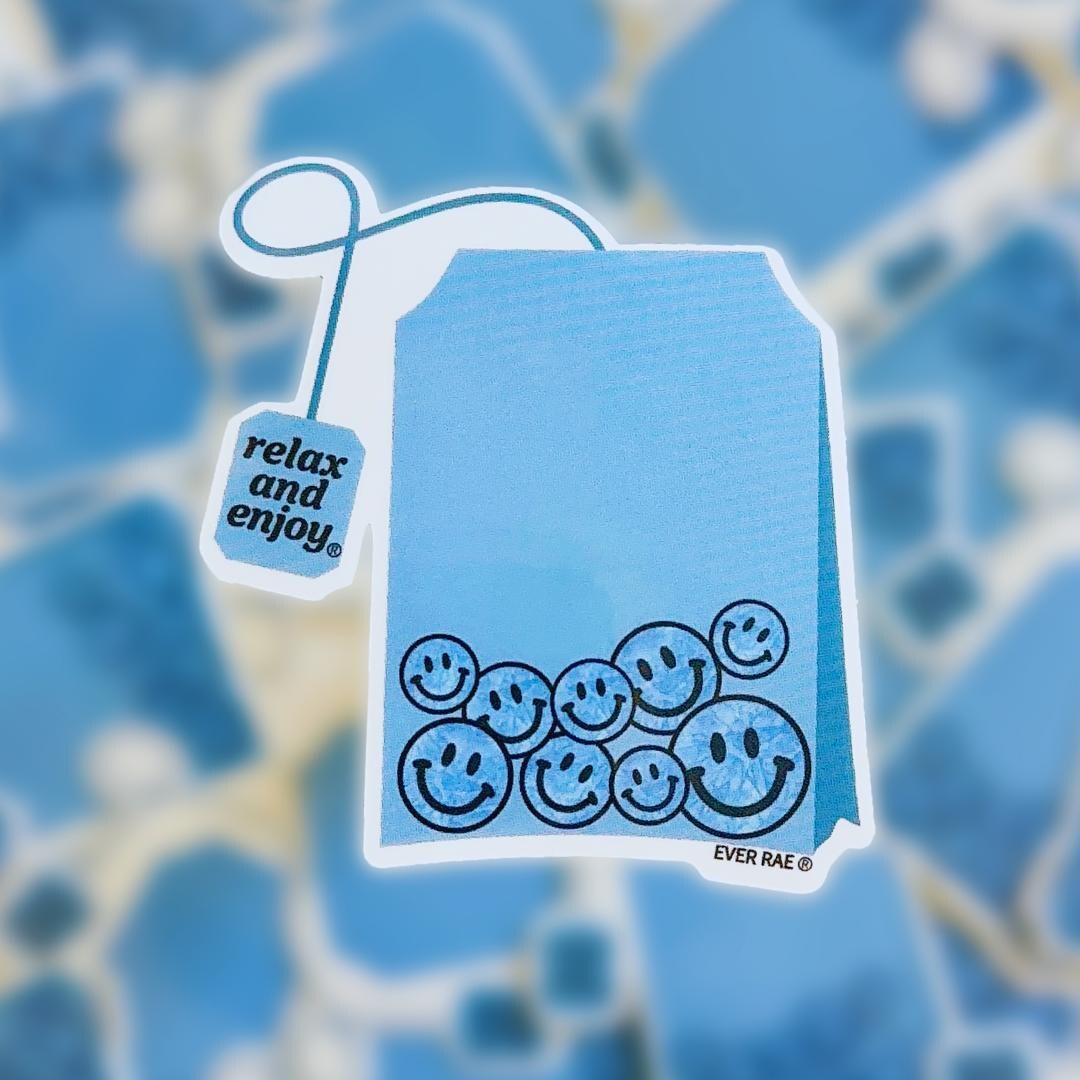 Smiley Tea Sticker, Tea Lover Sticker, Happy Stickers, Smiley Face ...