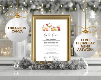 Signature Drink Sign, Cocktail Menu, Holiday Drink Menu, Christmas Bar ...