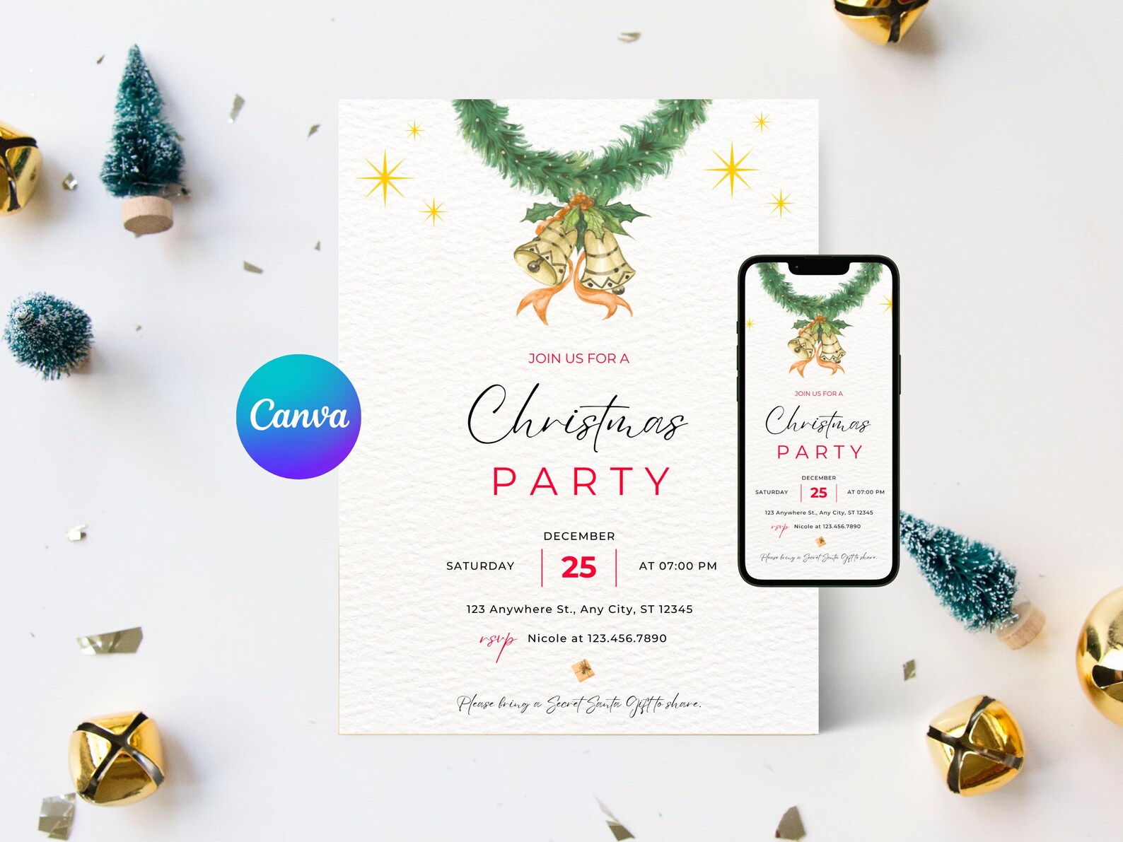 Editable Christmas Party Invitation Template (digital Download) - Etsy