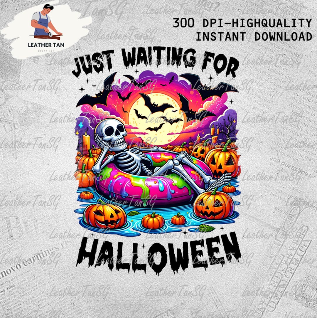 Cute Summerween Clipart, Just Waiting for Halloween Png, Spooky Summer ...