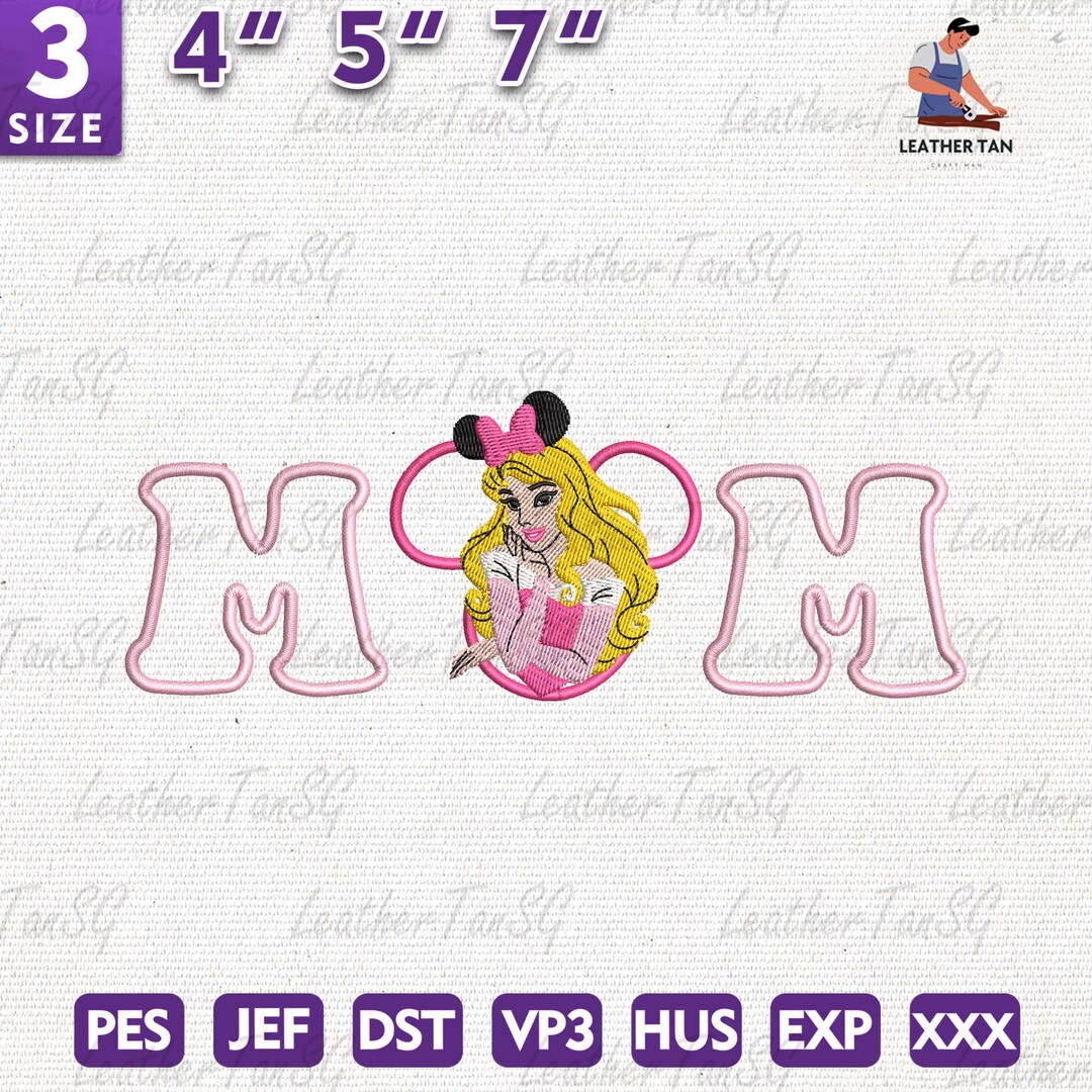 Mom of A Princess Embroidery Design, Cartoon Mom Embroidery Design ...