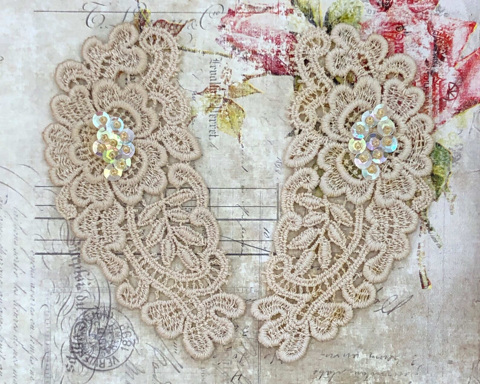 Vintage Lace Paisley Floral Embellishments Lot of 2 | Etsy
