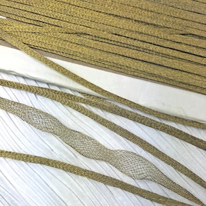 3 YDS Antique French Gold Metal Mesh Trim, Fine...very NARROW Expanding ...