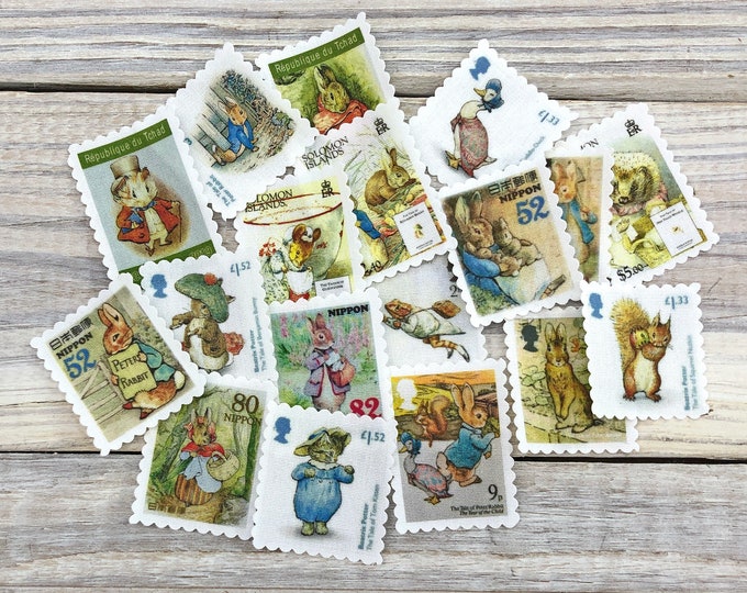 Beatrix Potter Peter Rabbit Book Series Fusible Fabric Stamps 1 ...18 ...