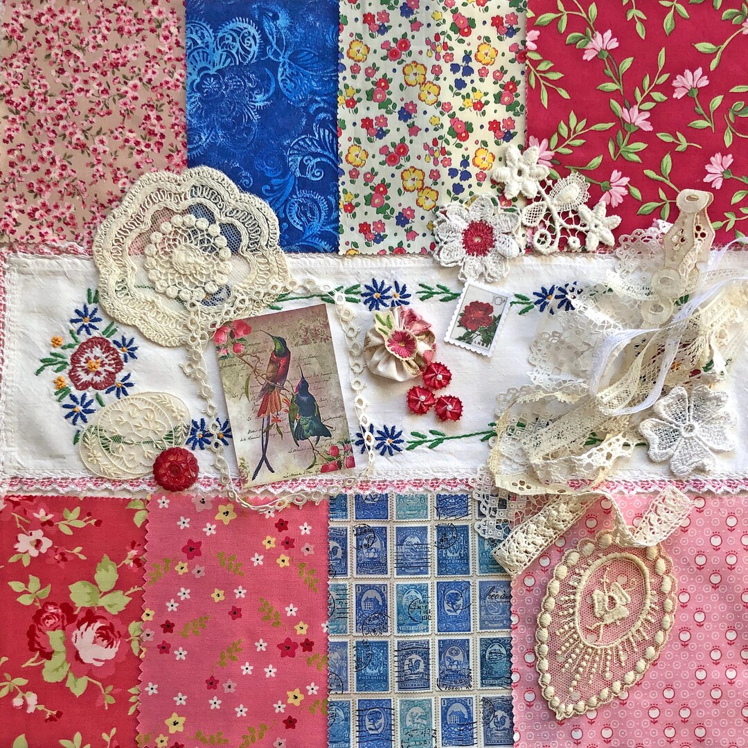Inspiration Pack...hummingbirds... Vintage Lace & Embroidered Linen ...